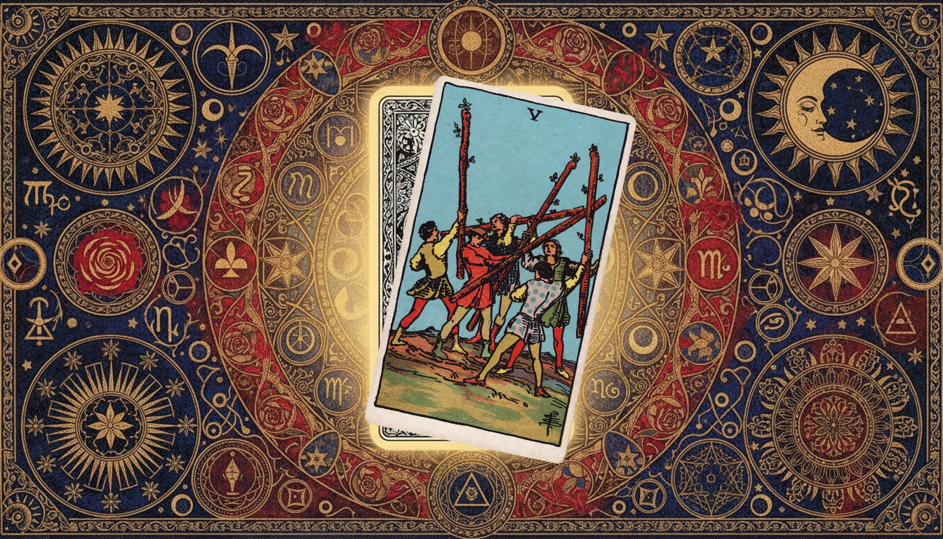 Five of Wands Card Meaning in Love, Career, Health, and Spirituality